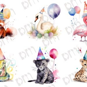Watercolor Birthday Animals Clipart - 03, 300 Dpi PNG & SVG, Baby ...