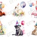 Watercolor Birthday Animals Clipart - 03, 300 Dpi PNG & SVG, Baby ...