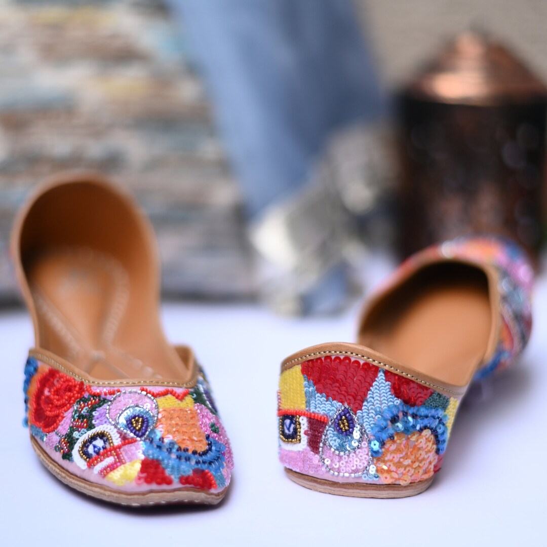 Indian Punjabi Jutti Wedding Shoes Red Bridal Flats - For Women ...