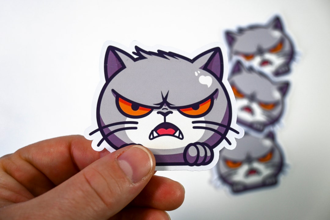 Kawaii Angry Cat Sticker - Etsy