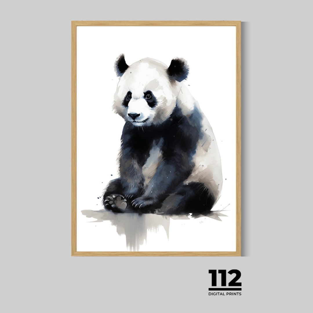 Panda Printable Art, Wildlife Collection, Digital Print, Watercolor ...