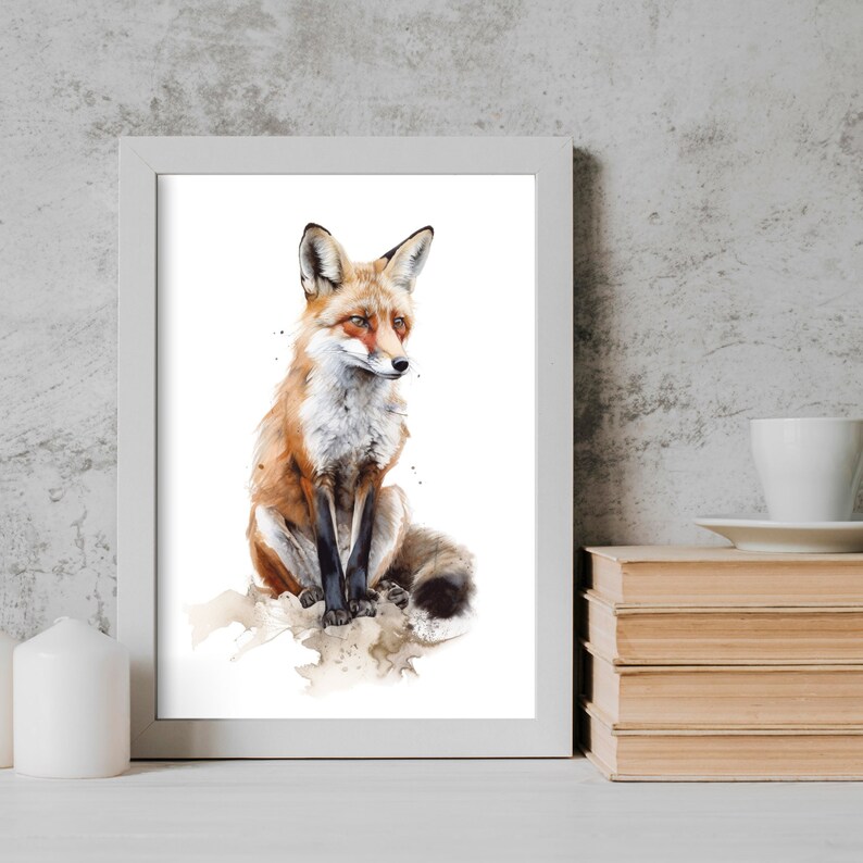 Red Fox Printable Art, Wildlife Collection, Digital Print, Watercolor ...