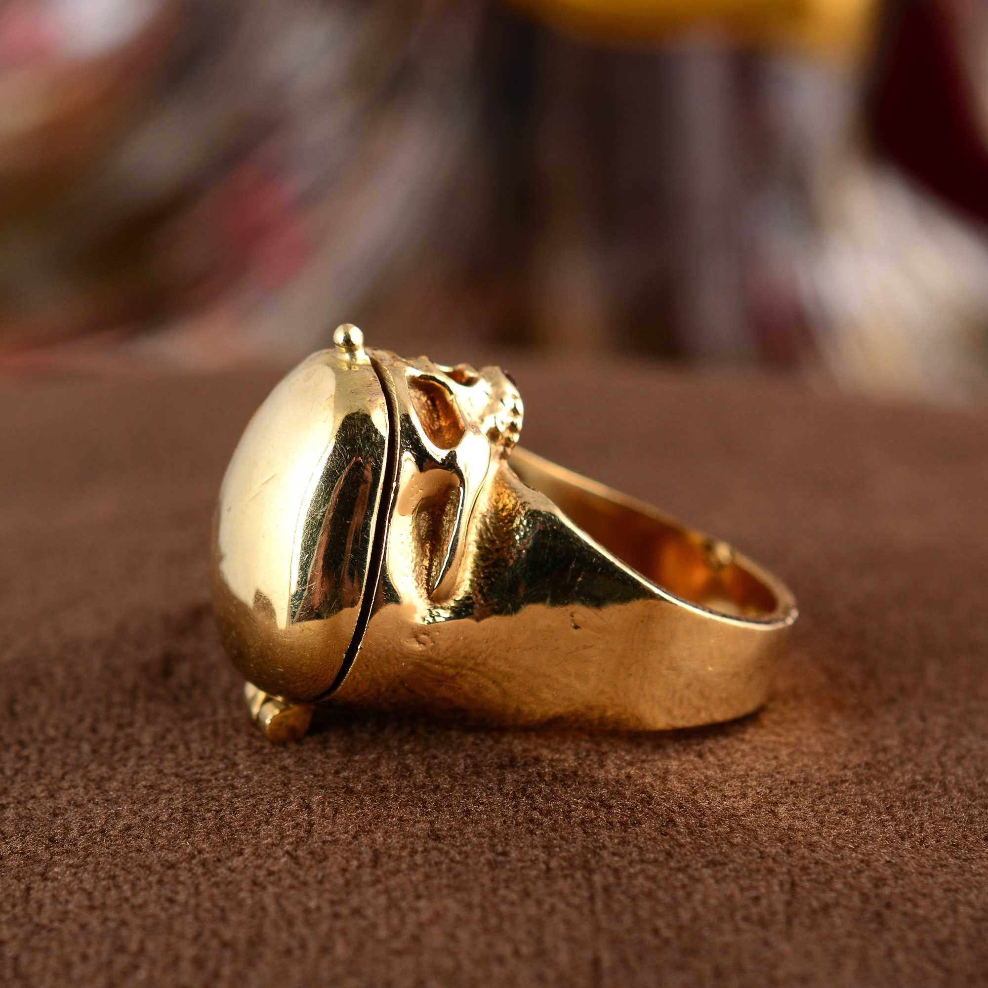 Skull Poison Ring Snuff Ring Brass Halloween Ring Secret - Etsy