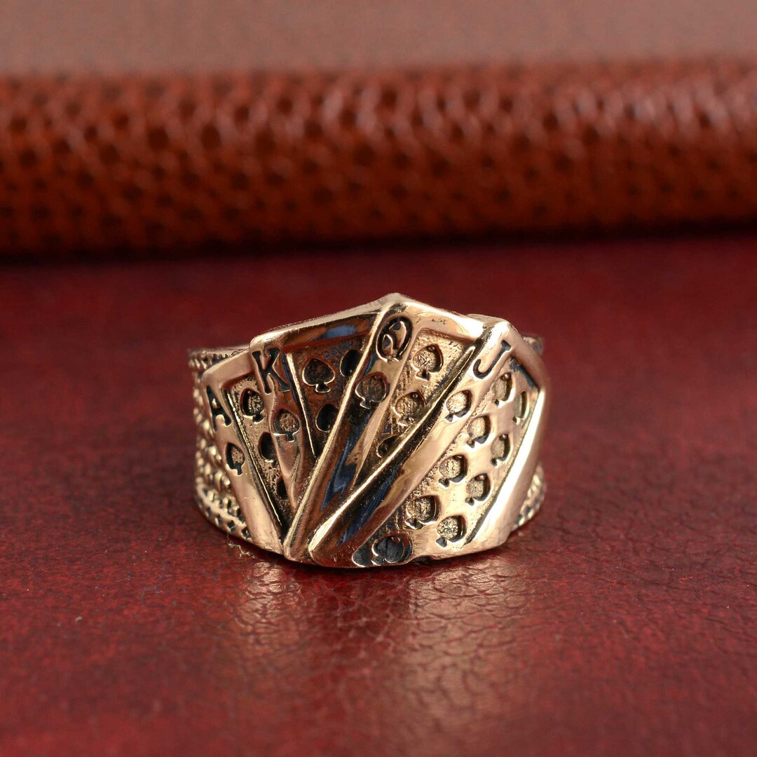 Gold Poker Card Ring, Luck Ring, Handmade Ring, Playing Card Ring ...