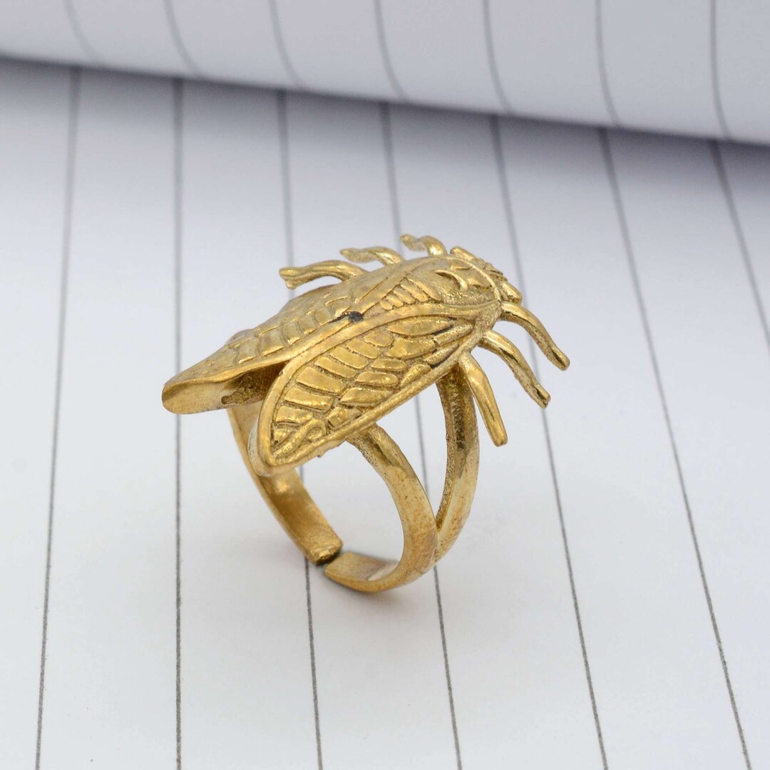 Gold Cicada Beetle Ring: Brass Insect Scarab Jewelry, - Etsy
