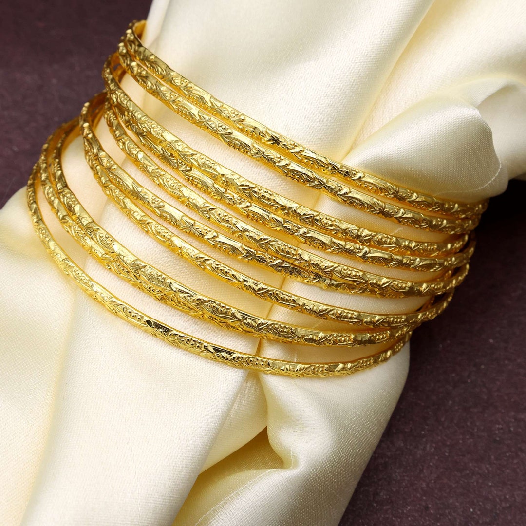 Handmade Gold Filled Bangle Set: Stackable Indian Wedding Bangles, - Etsy