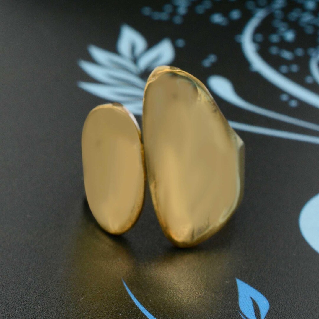 Gold Long Ring, Minimalist Ring,hammered Ring, Open Ring, Chunky Ring ...