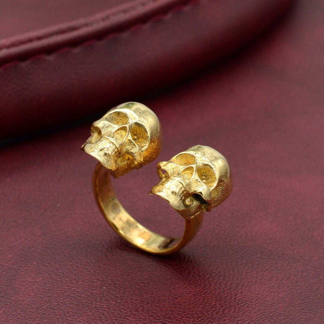 Gold Skull Head Ring, Dainty Skull Ring, Small Skull Ring, Punk Gothic ...