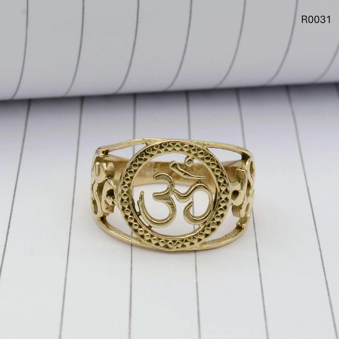 Handmade Brass Om Ring: Gold Finish, Yoga Meditation Jewelry, - Etsy