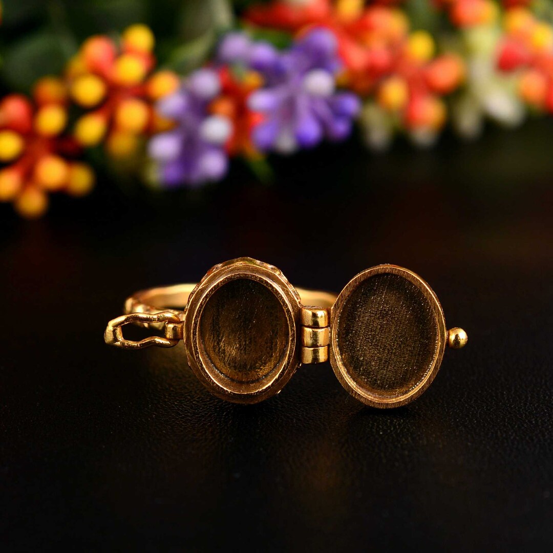 Secret Compartment Box Ring, Brass Poison Ring, Secret Box Ring ...