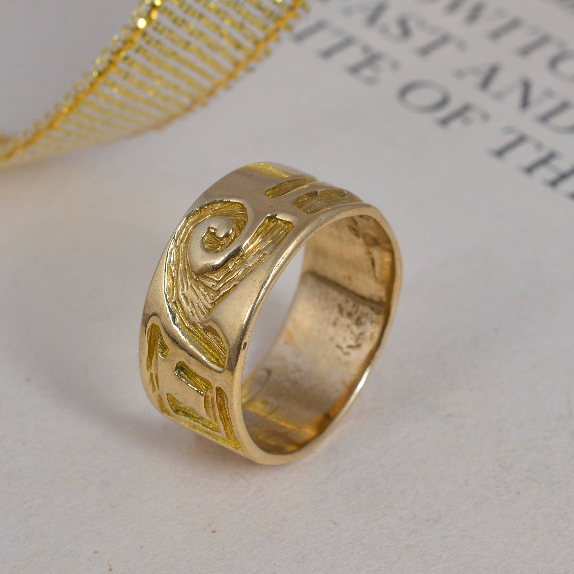 Brass Greek Key Ring, Wide Greek Band, Dainty Ring, Thumb Greek ...