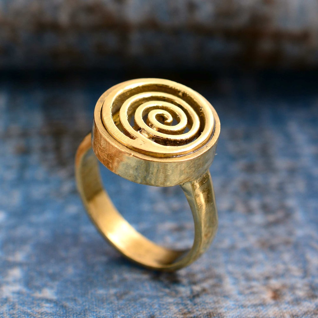Spiral Ring, Solid Brass Ring, Thumb Ring, Thick Coil Ring, Wrap Ring ...