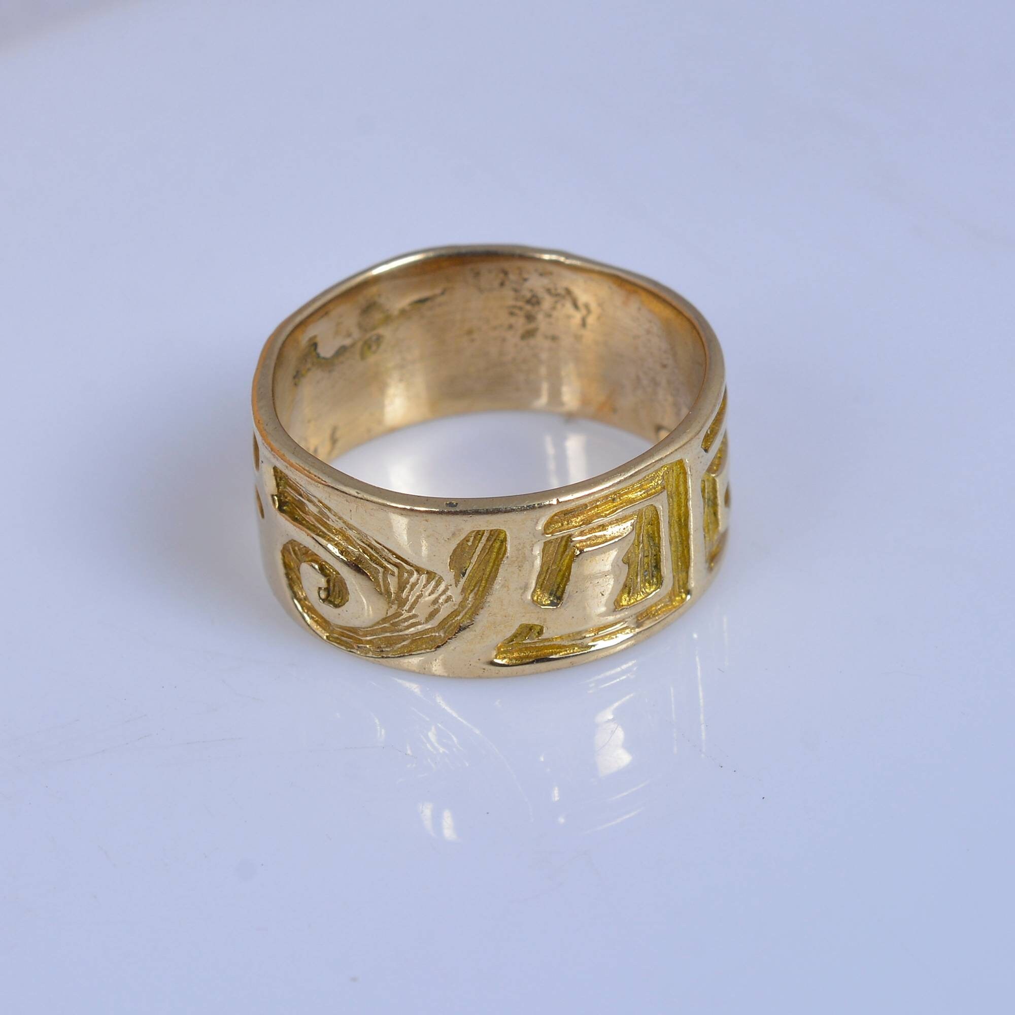 Brass Greek Key Ring, Wide Greek Band, Dainty Ring, Thumb Greek ...