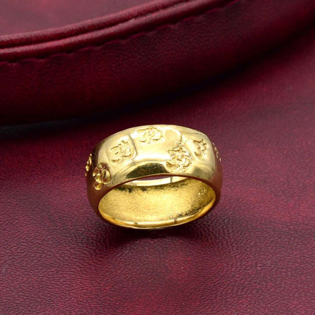Om Ring Band, Brass Ring, Ohm Ring, Engraved Om Band, Vintage Ring ...