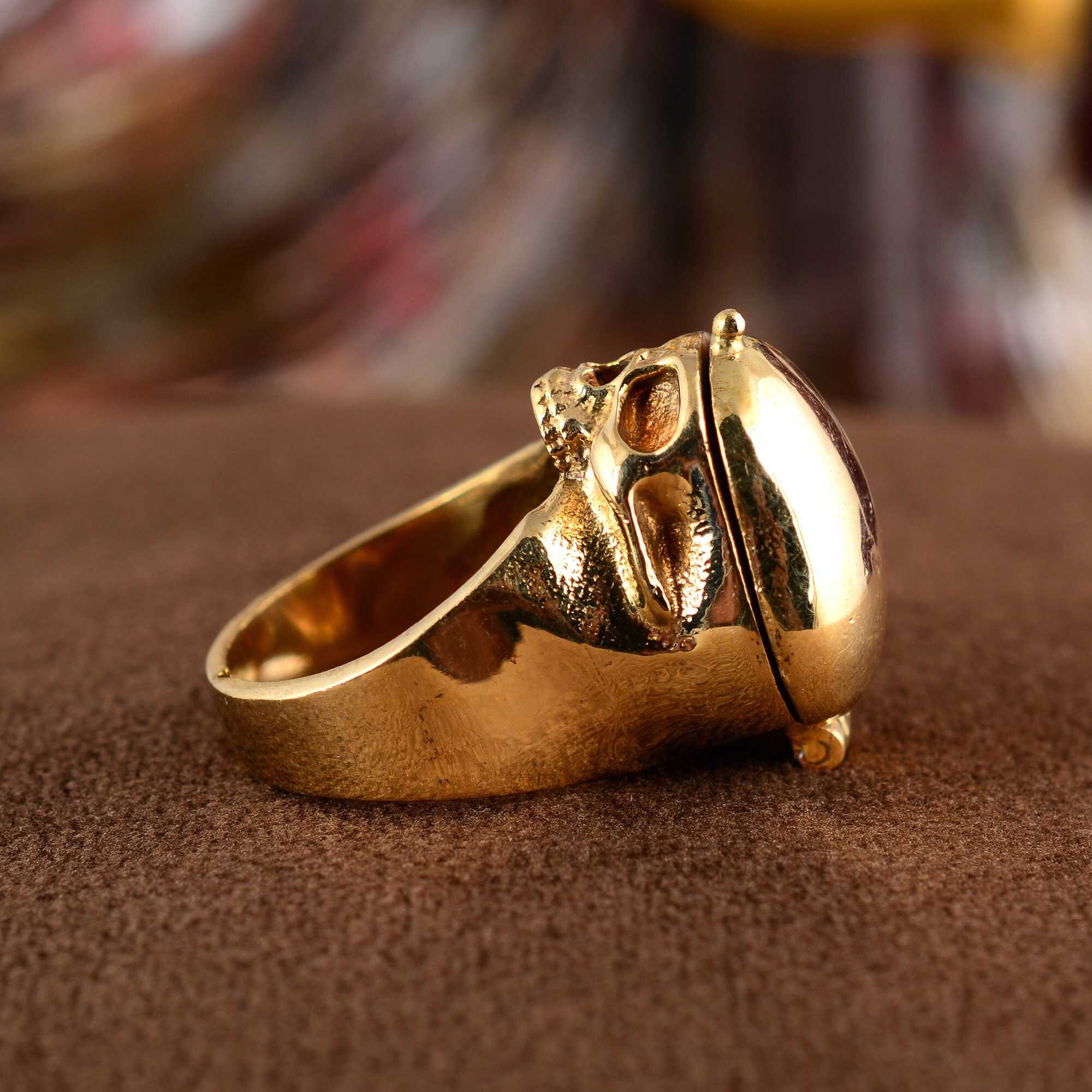 Skull Poison Ring, Snuff Brass Halloween, Secret Compartment Ring ...