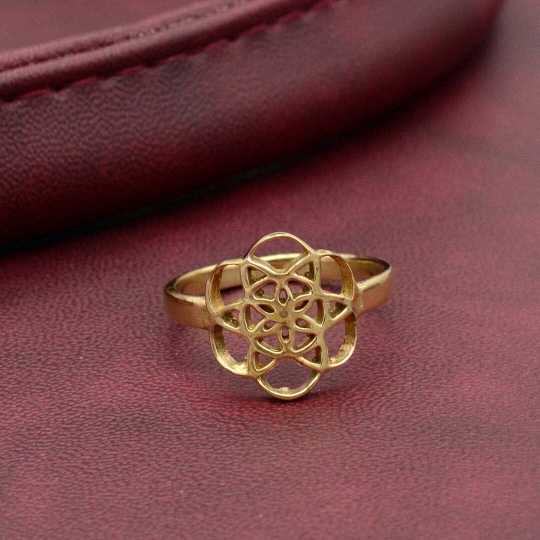 Gold Flower of Life Brass Ring: Sacred Geometry Mandala, - Etsy