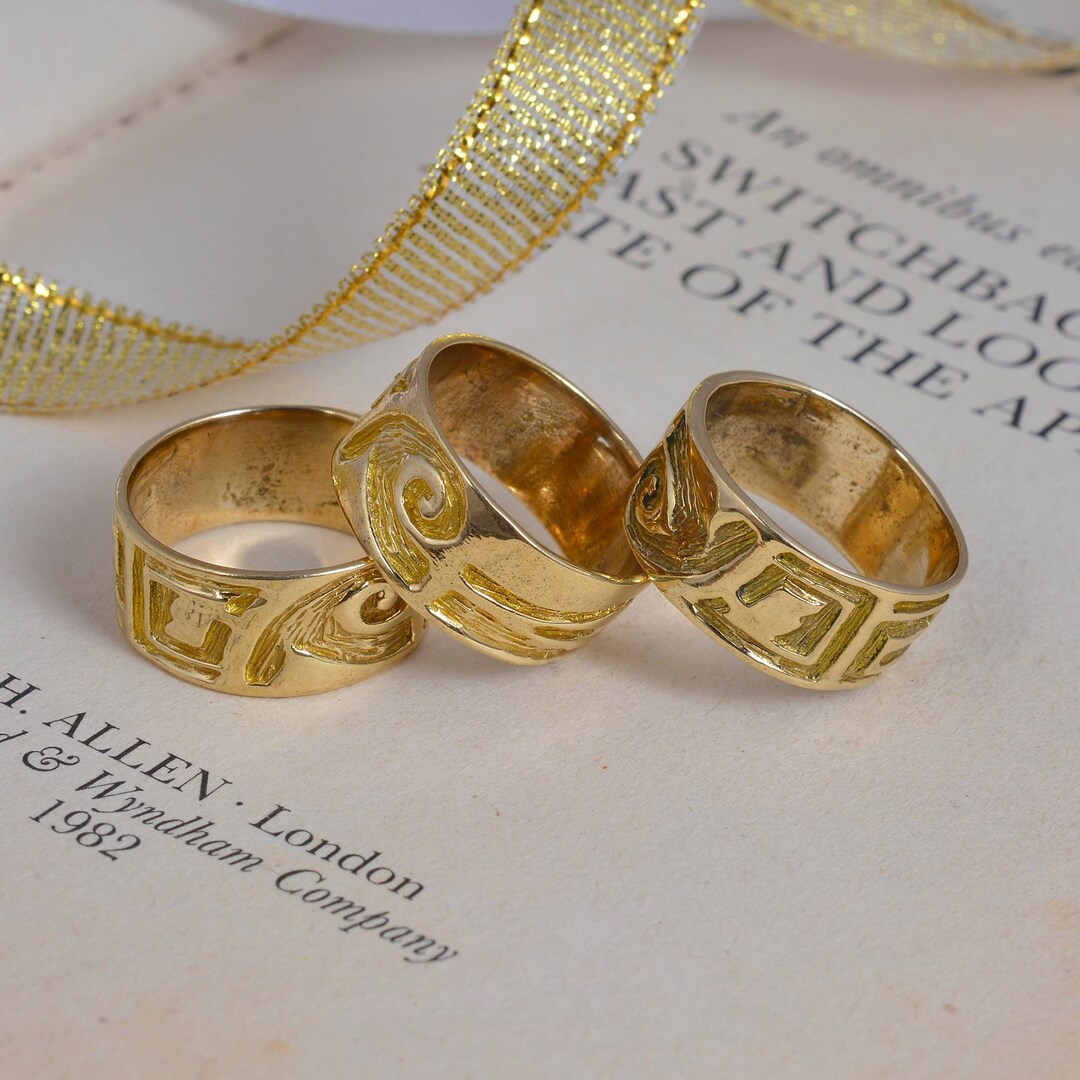 Brass Greek Key Ring, Wide Greek Band, Dainty Ring, Thumb Greek ...