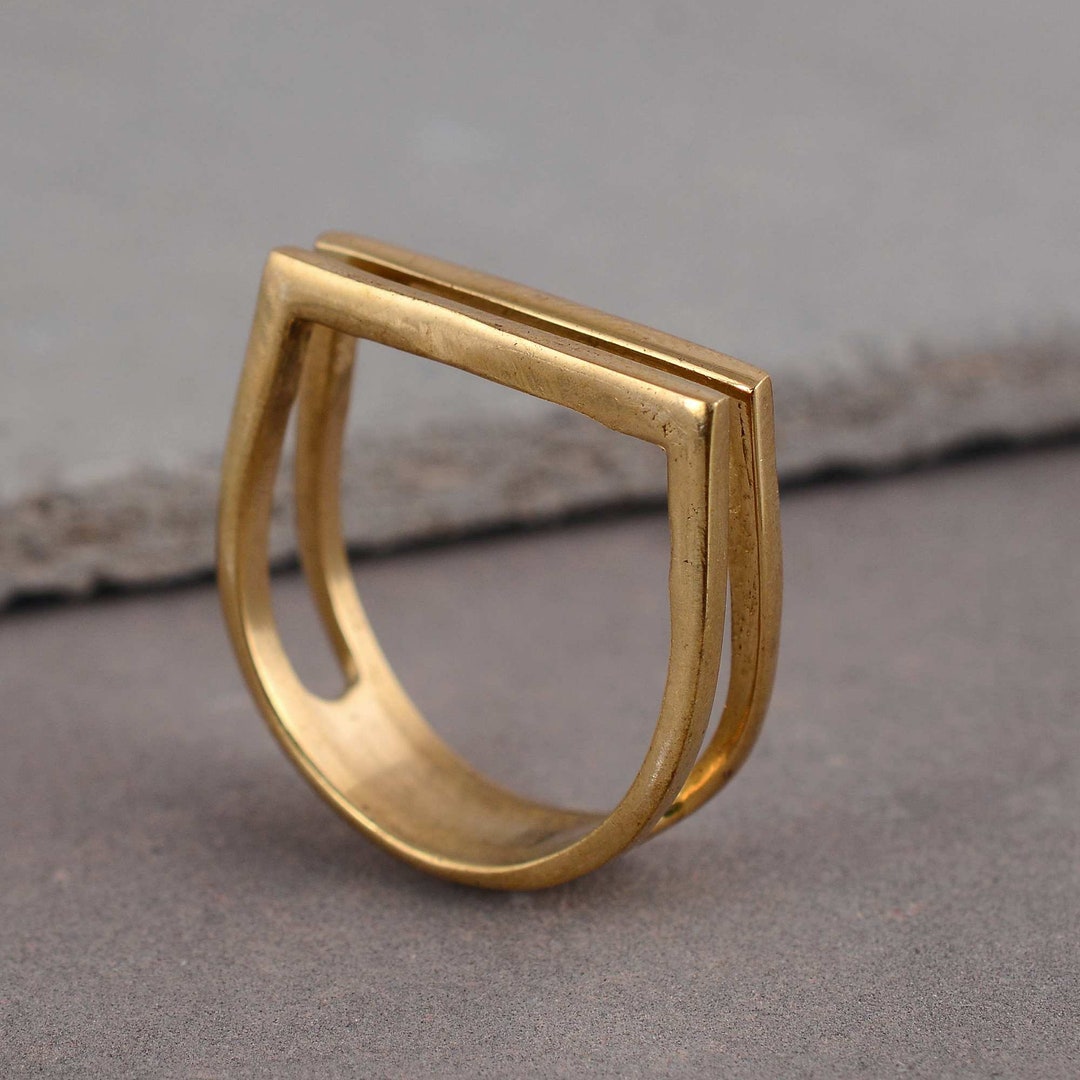 Double Bar Ring, Modern Ring, Fashion Ring, Dainty Ring, Statement Ring ...