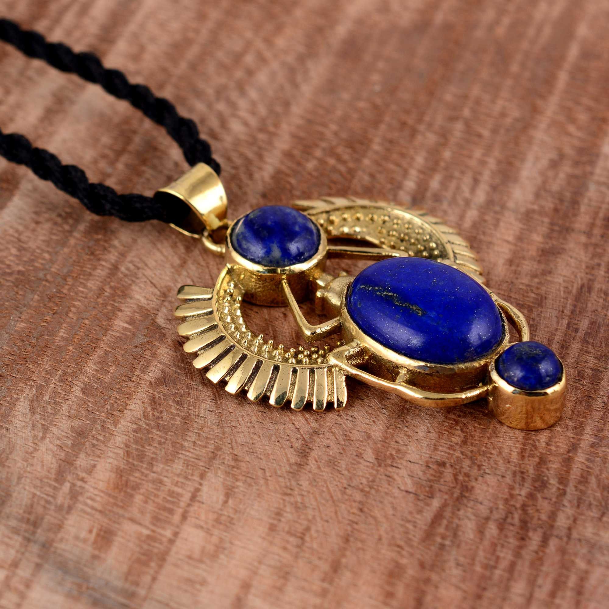 Lapis Lazuli Scarab Necklace, Gold Vermeil Scarab Necklace, Blue Scarab ...