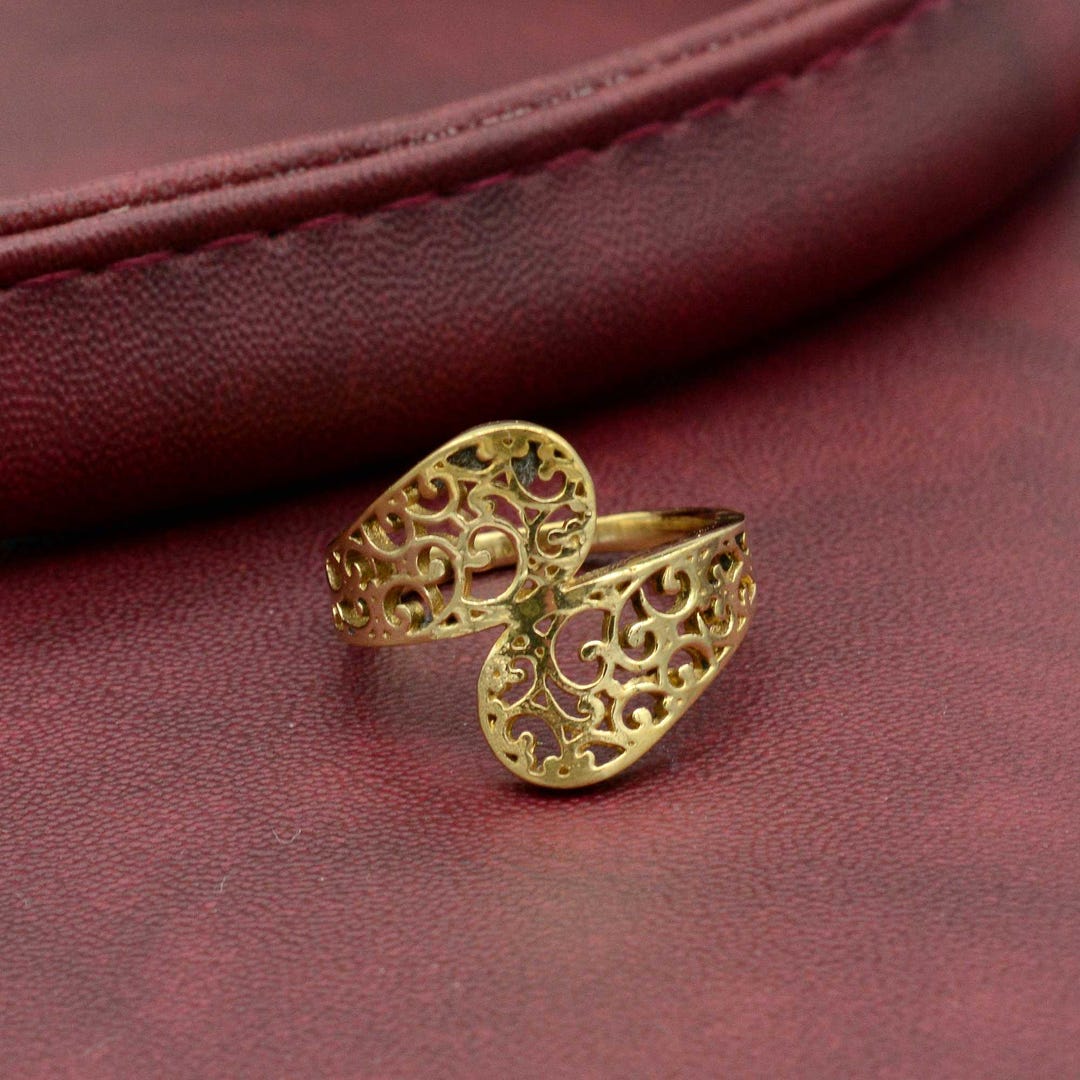 Gold Spoon Ring, Brass Ring, Filigree Ring, Victorian Spoon Ring, Gifts ...
