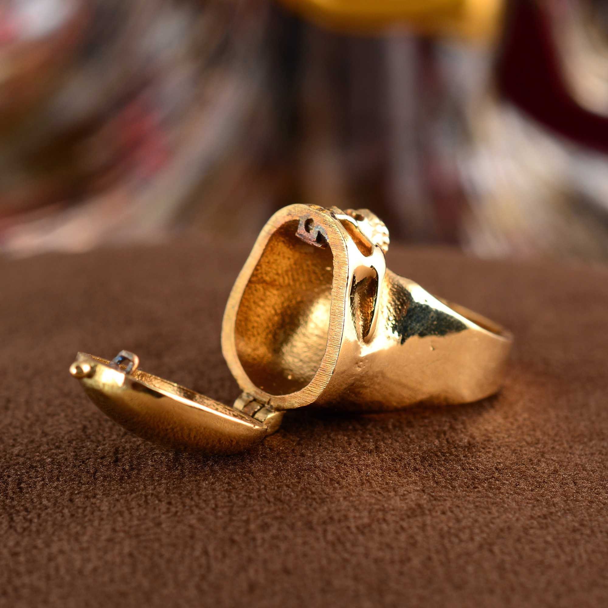 Skull Poison Ring Snuff Ring Brass Halloween Ring Secret - Etsy