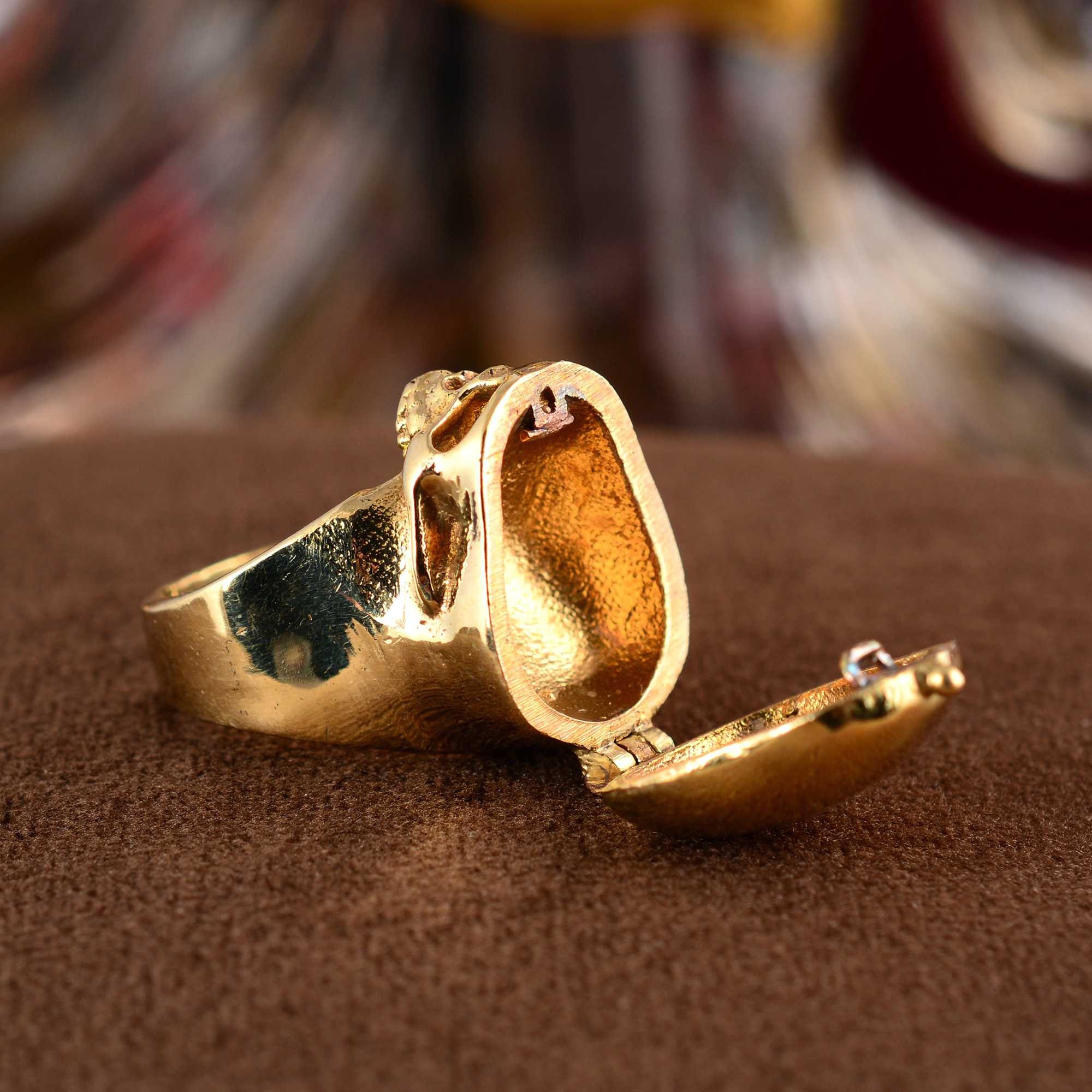 Skull Poison Ring Snuff Ring Brass Halloween Ring Secret - Etsy