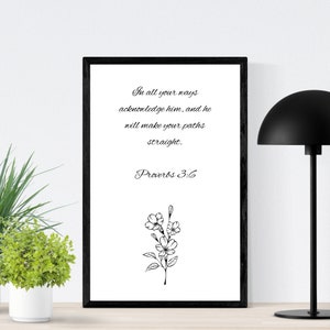 PROVERBS 3:6, Bible Verse Printable, Faith Motivational Print ...