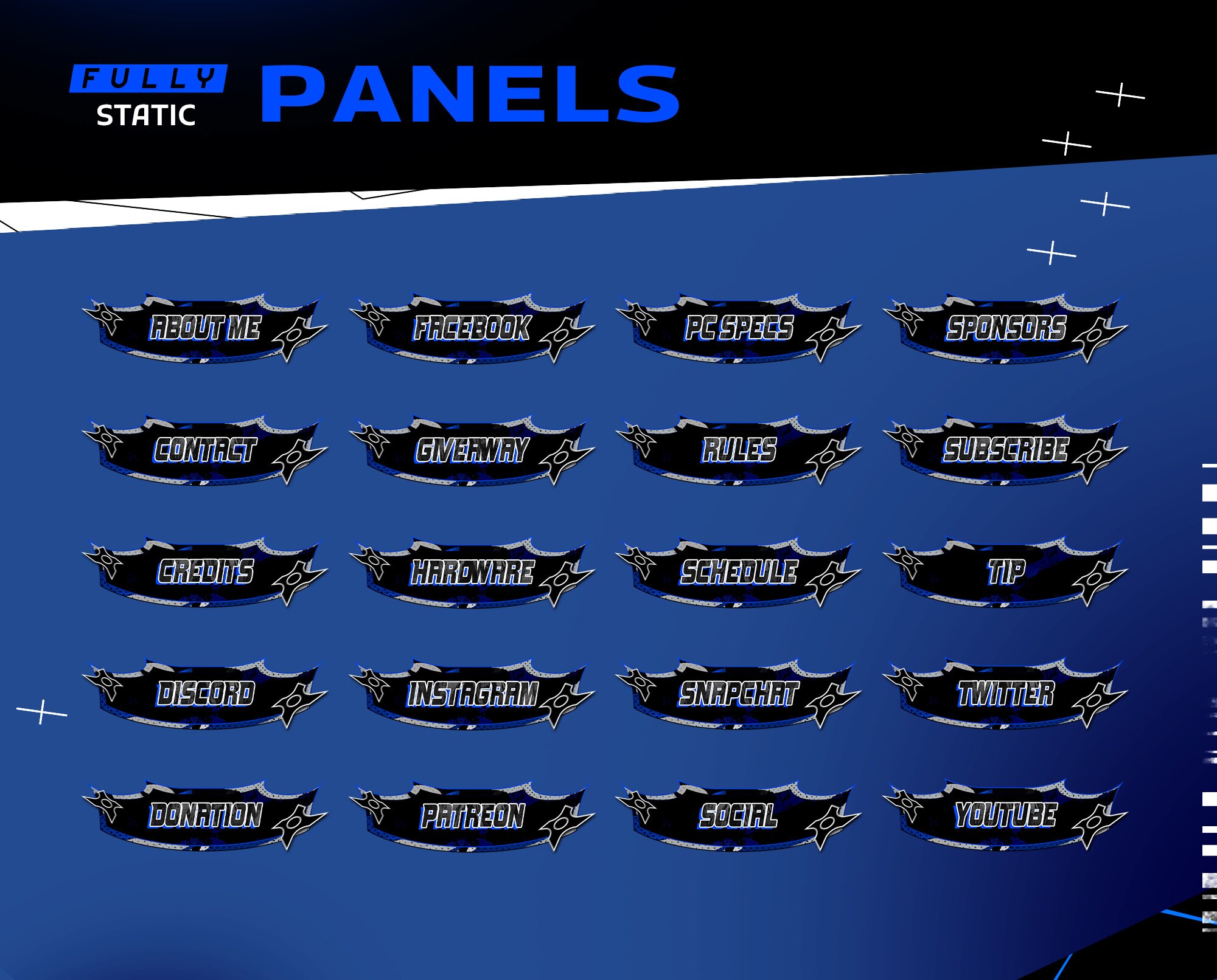Ninja Static Stream Panel Bundle for Twitch, Kick, Youtube/dark Theme ...
