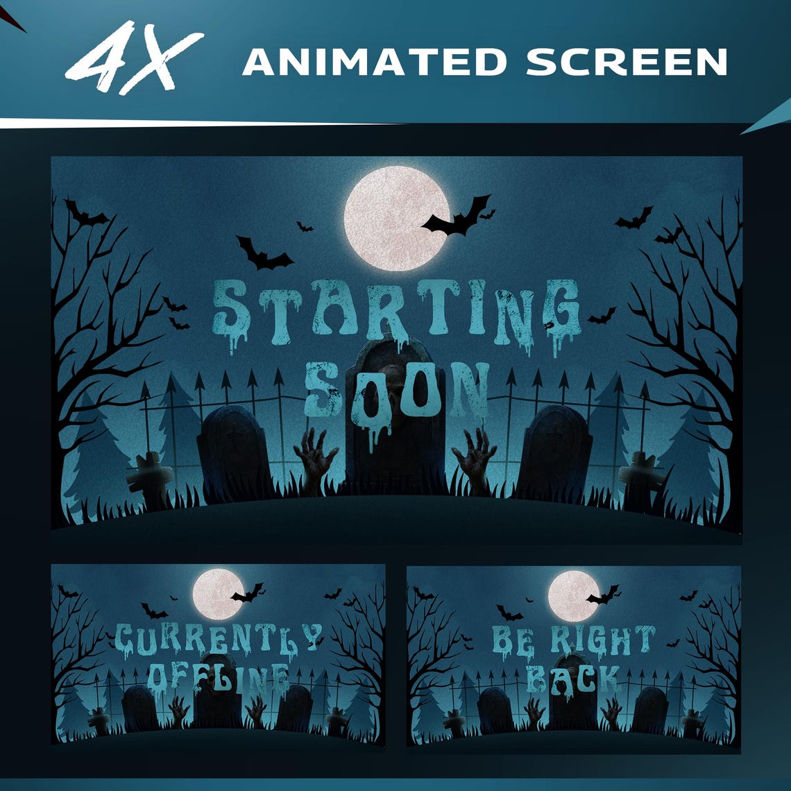 Scary Halloween Stream Overlay: Dark Cute Haunted Night Theme for ...