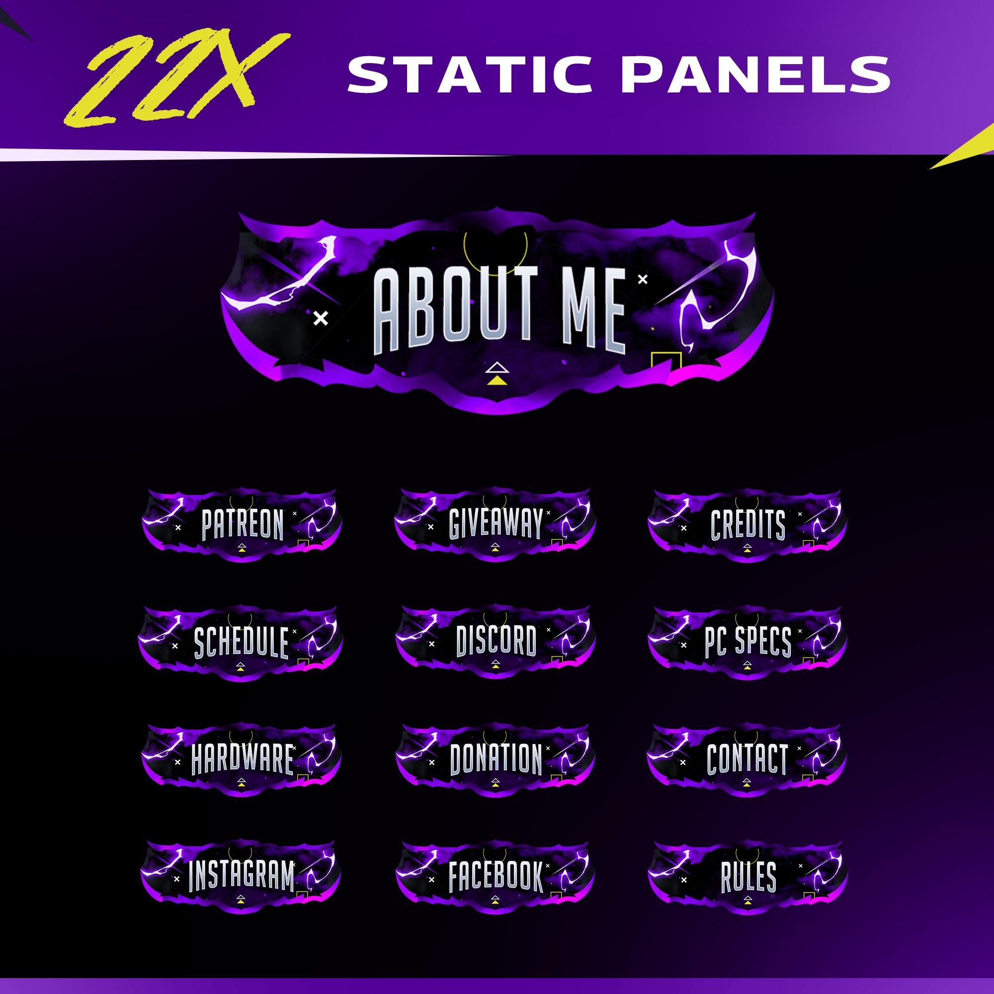 Animated Addict Stream Pack: Cyber Purple Lightning for Twitch and Obs ...