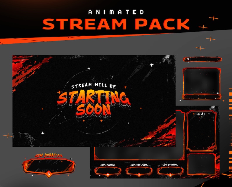 Grizzly Animated Overlay Package For Twitch Kick Dark Theme