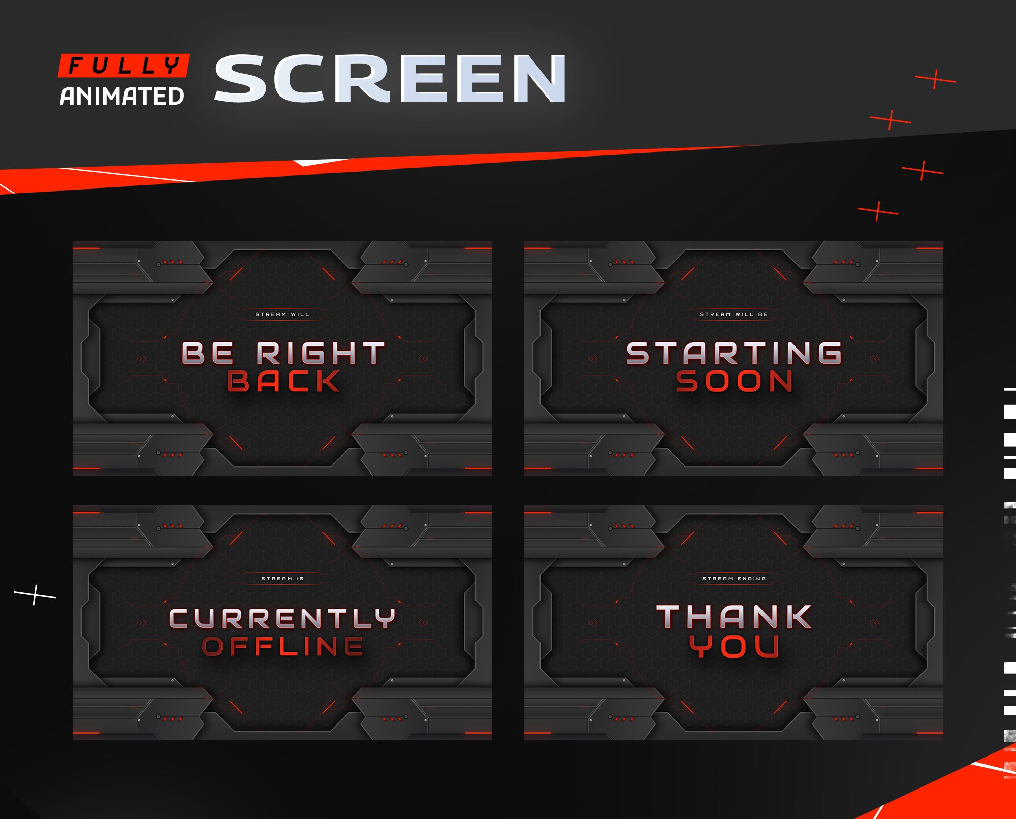 Metallic Sector Animated Stream Package-twitch Graphic Overlay ...