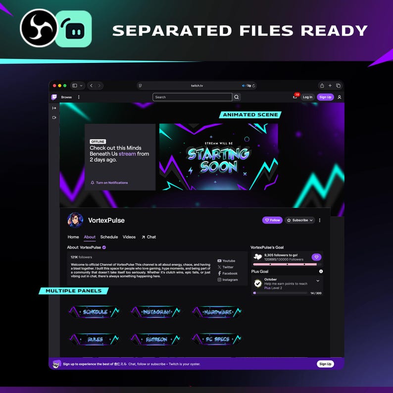Animated Blaze Wave Stream Overlay: Futuristic Neon Blue Purple for ...