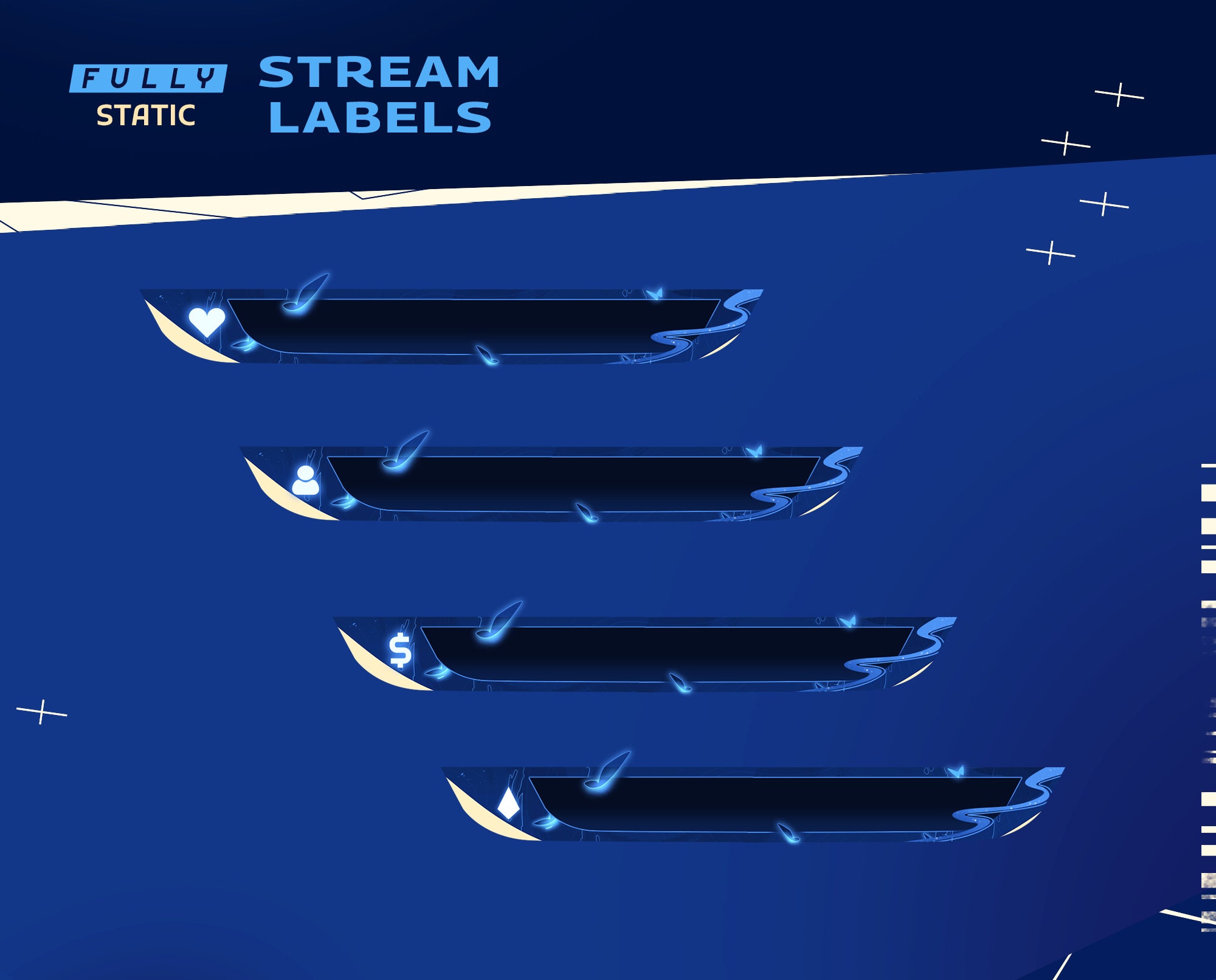 Waves Animated Twitch Overlay Package Bundle/liquid Theme/butterfly ...