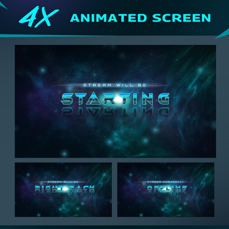 Animated Eternity Stream Overlay: Neon Teal Galaxy for Twitch and Obs ...