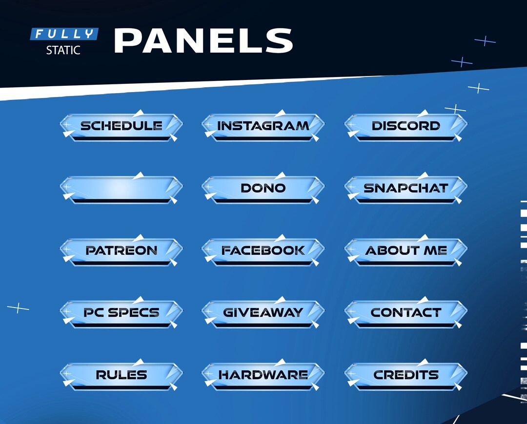 Blue Icy Static Stream Panels Twitch Graphic Overlay/futuristic Modern ...