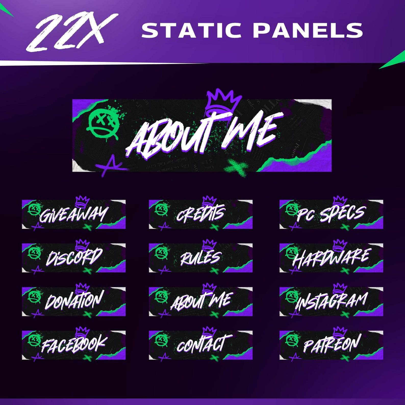 Animated Ripped Papper Stream Overlay: Grunge Purple and Green ...