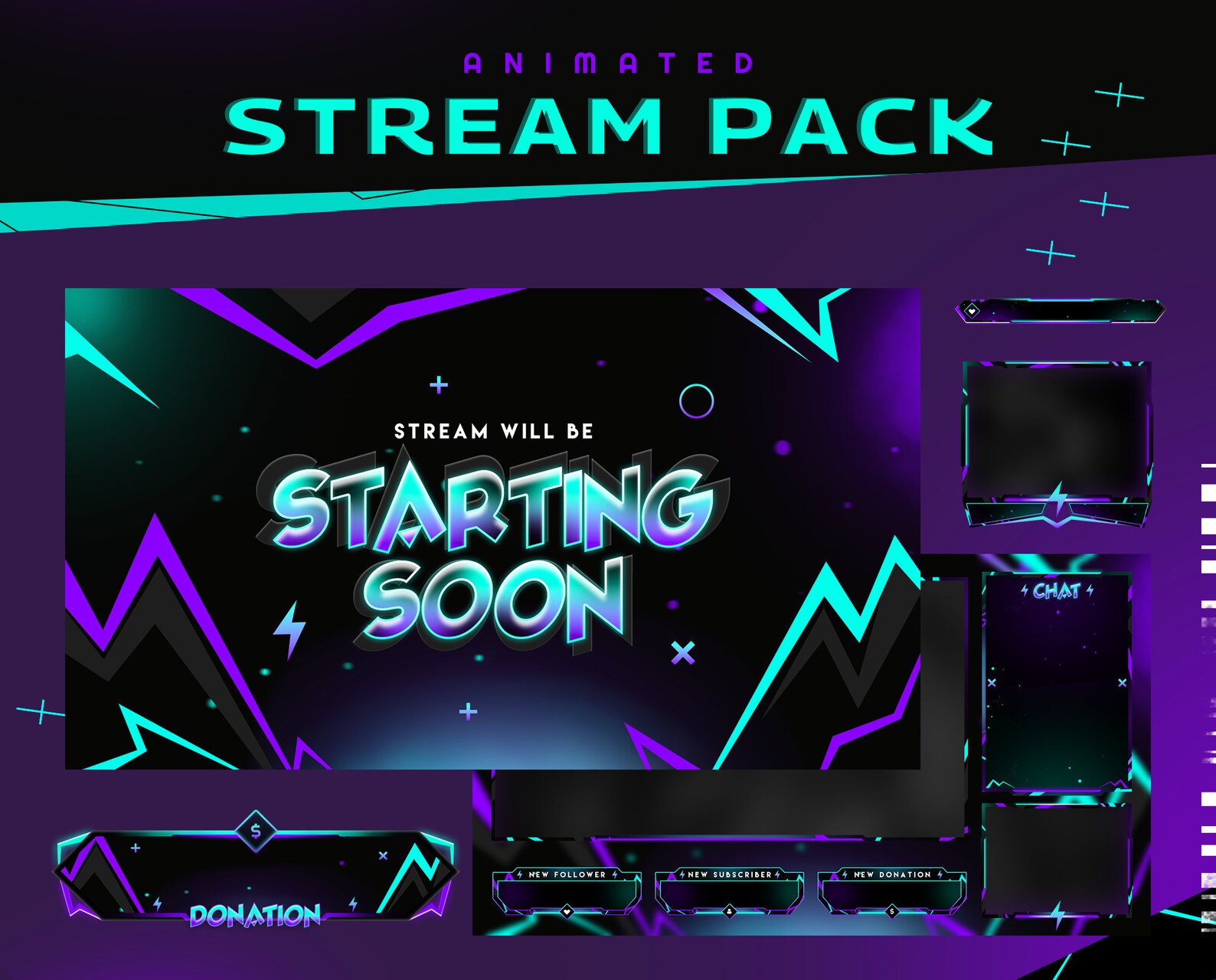 Blaze Wave Overlay Package for Twitch, Kick, Youtube/abstract Theme ...