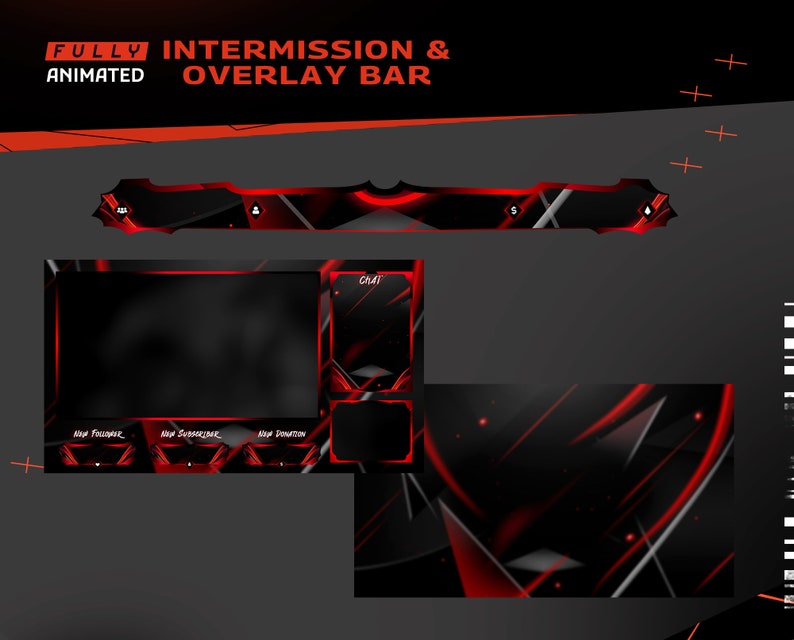 Red Neon Animated Stream Pack | Twitch Kick Forma Vermelha Overlay ...