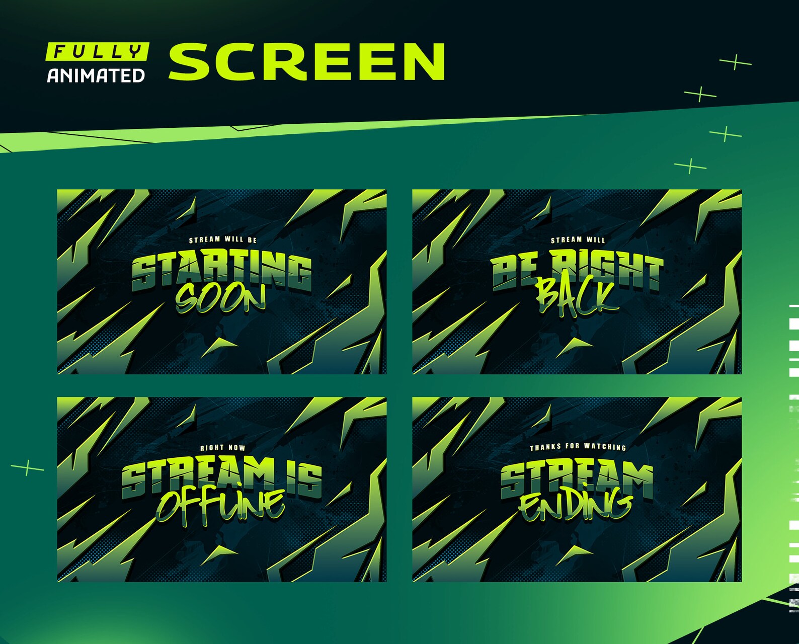 Broken Fragment Animated Twitch Overlay Package Bundle/abstract Theme ...