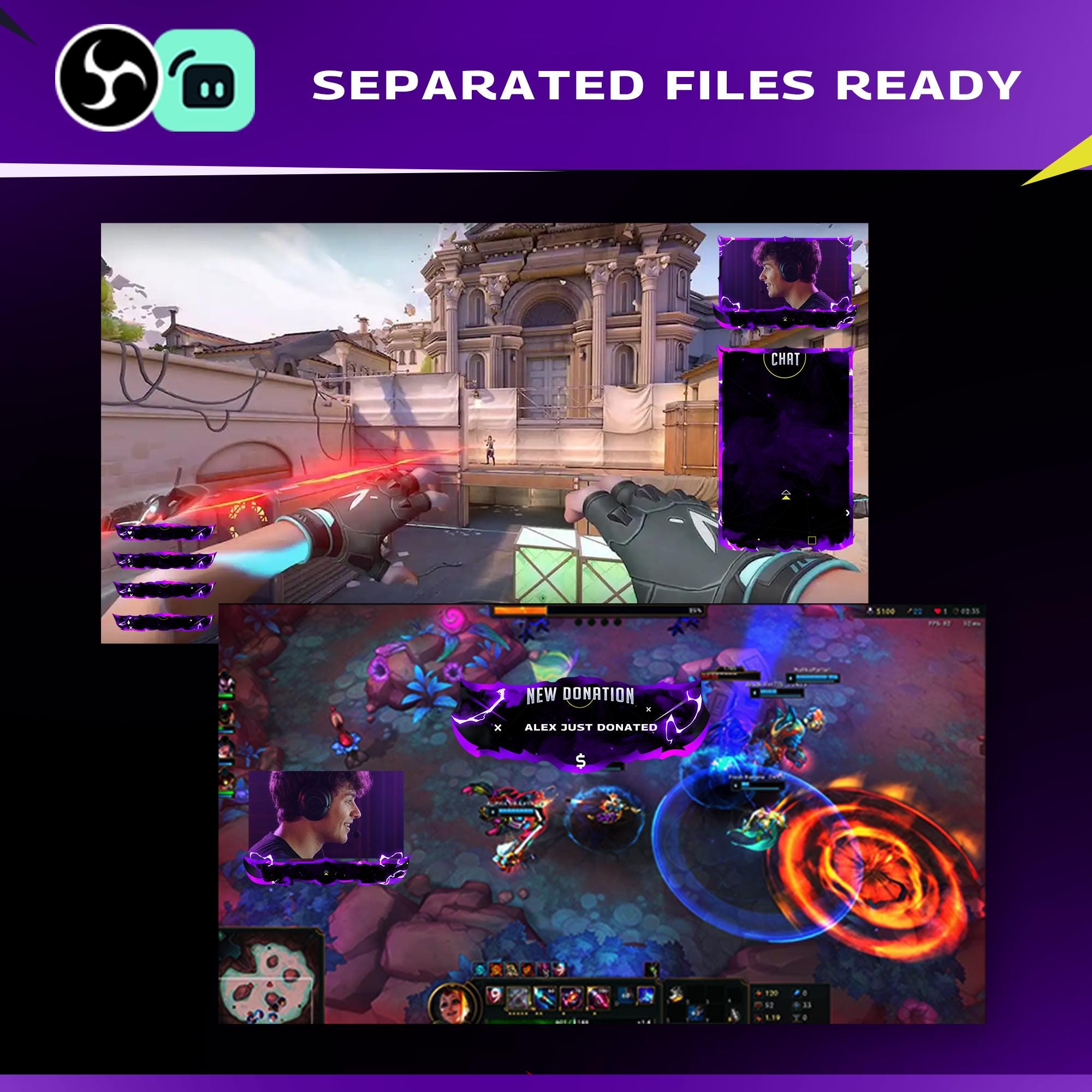 Animated Addict Stream Pack: Cyber Purple Lightning for Twitch and Obs ...