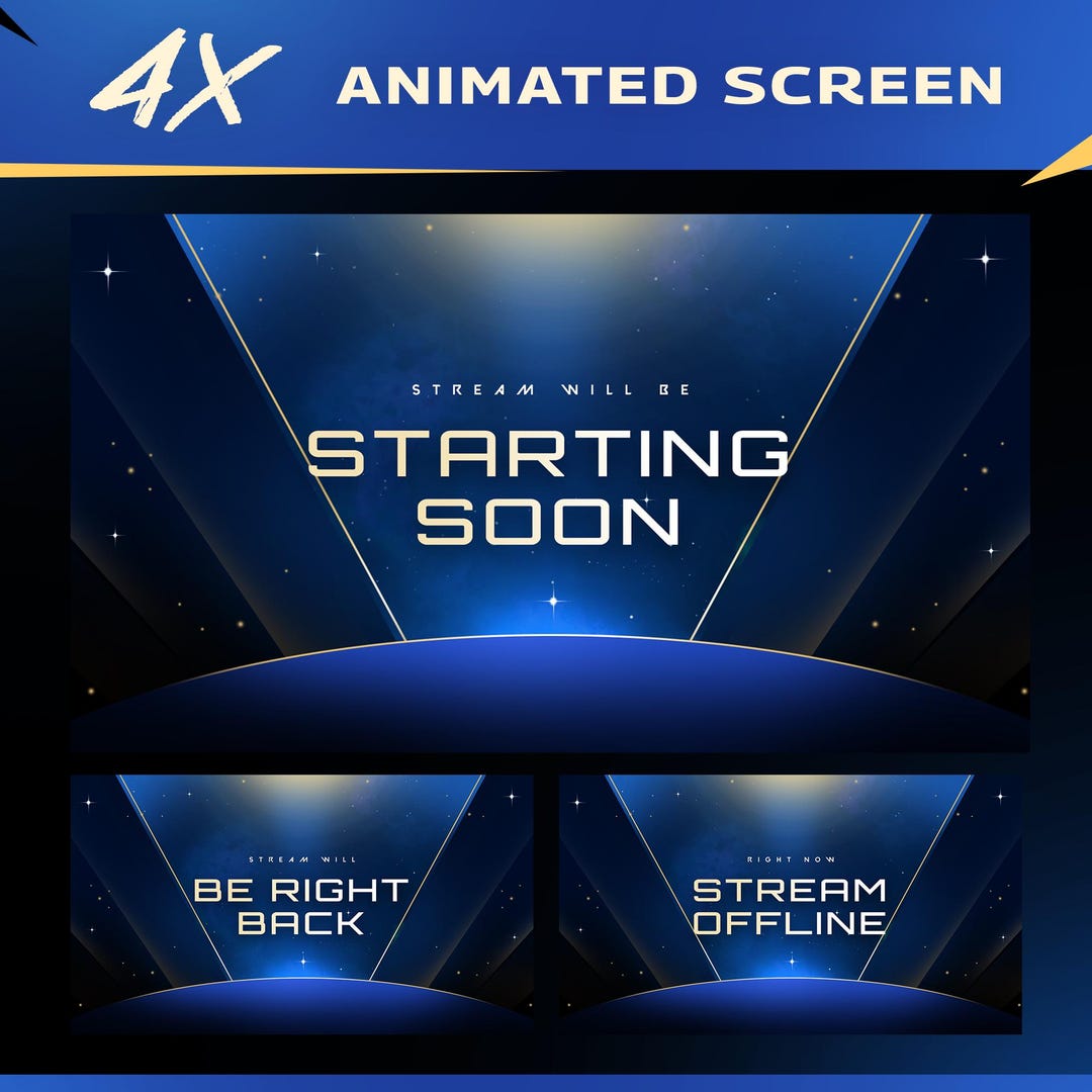 Animated Luxury Royal Stream Screens: Elegant Blue Gold Space for ...
