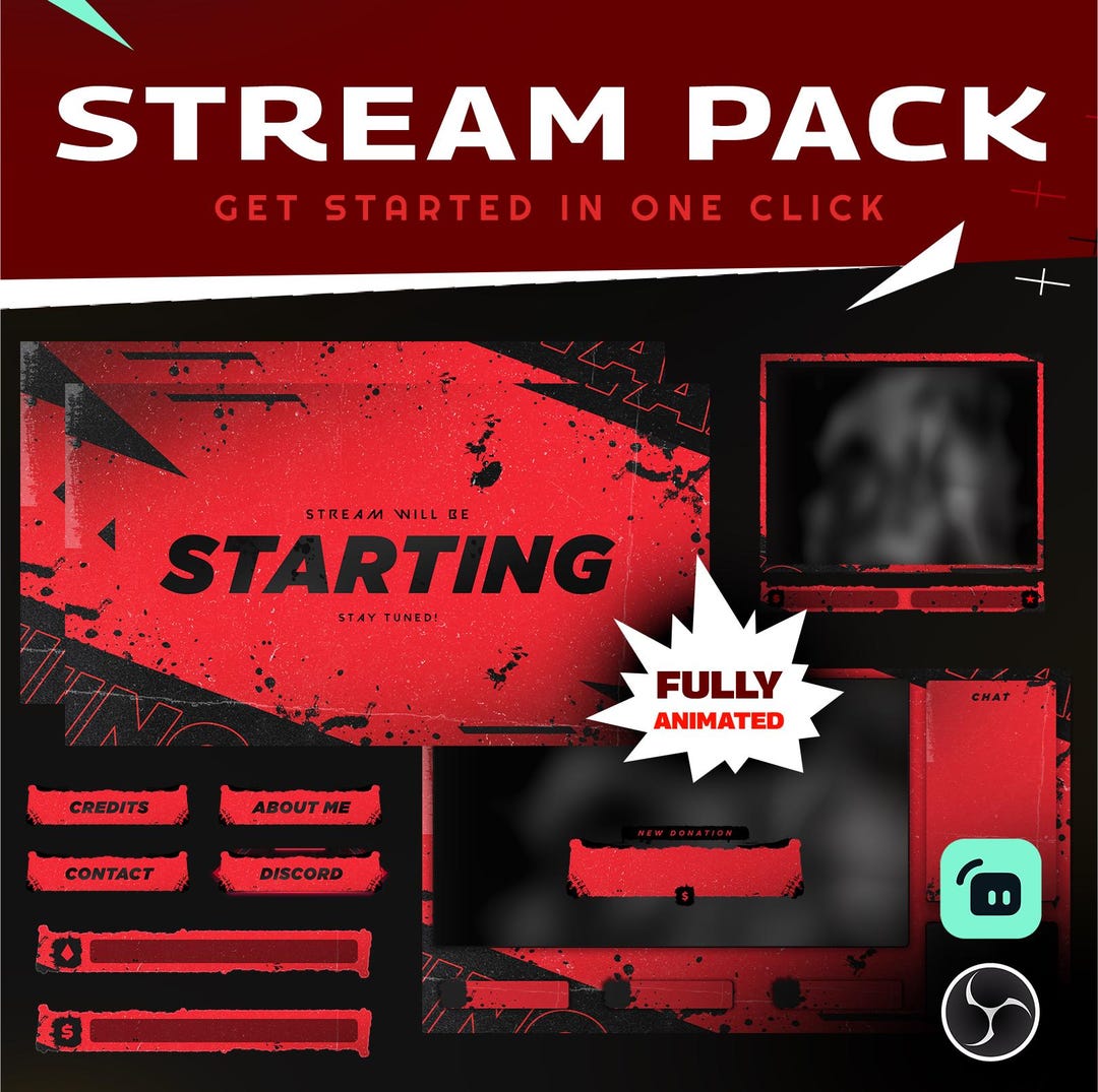 Crimson Core Animated Stream Overlay Package for Twitch/simple Twitch ...