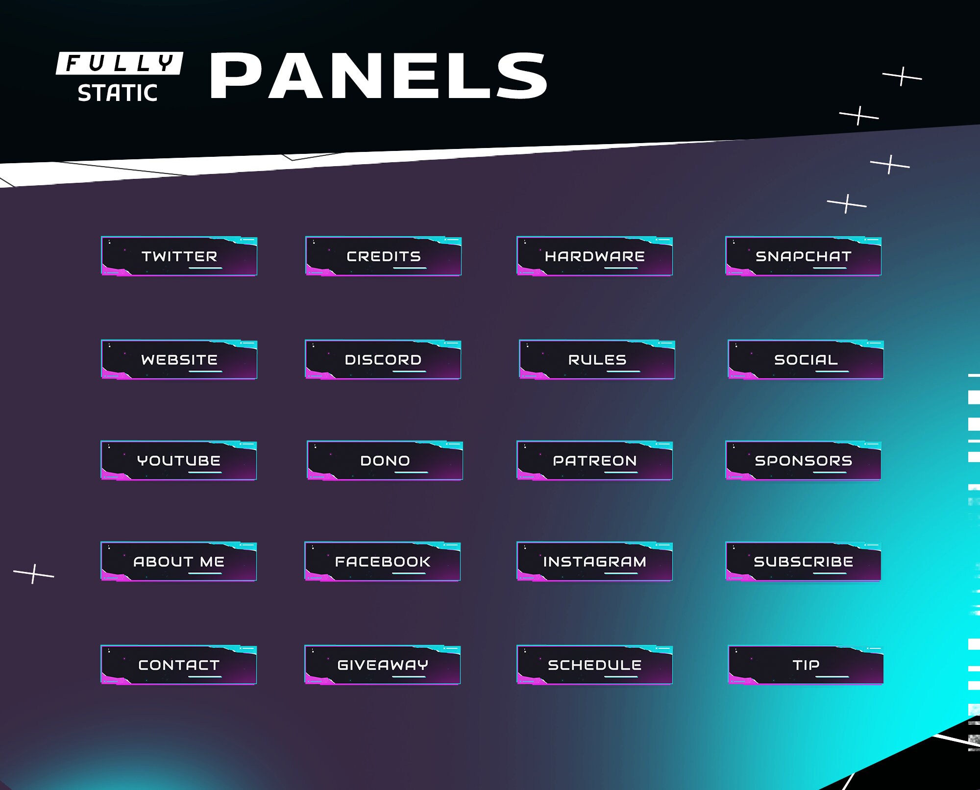 Flux Animated Stream Package/panels/black Theme/twitch Graphic Overlay/futuristic Modern Design ...
