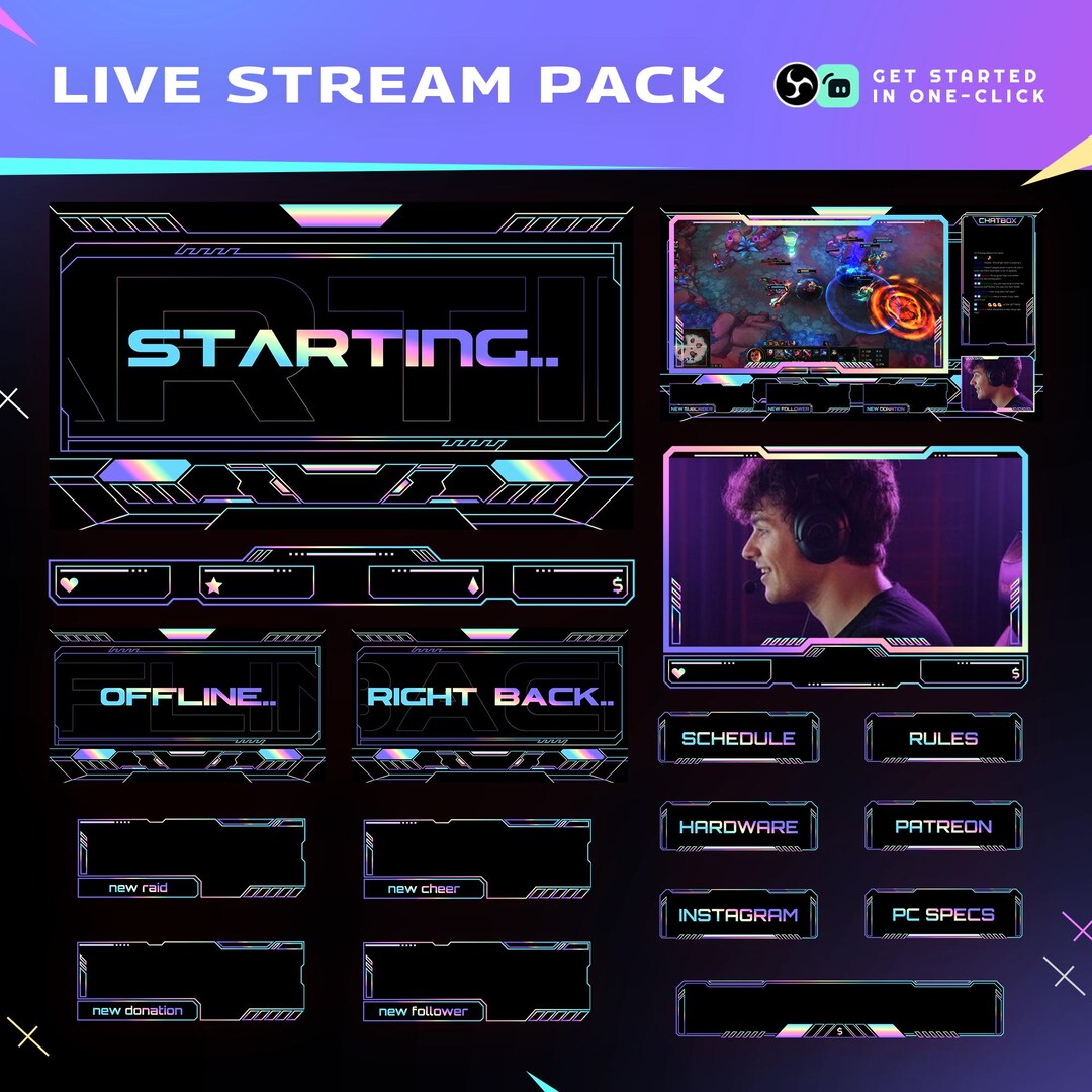 Animated Hologram Nexus Stream Overlay: Futuristic Neon Gradient for ...