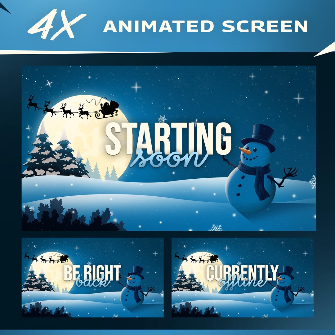 Animated Magic Christmas Stream Screens: Festive Blue Winter for Twitch ...