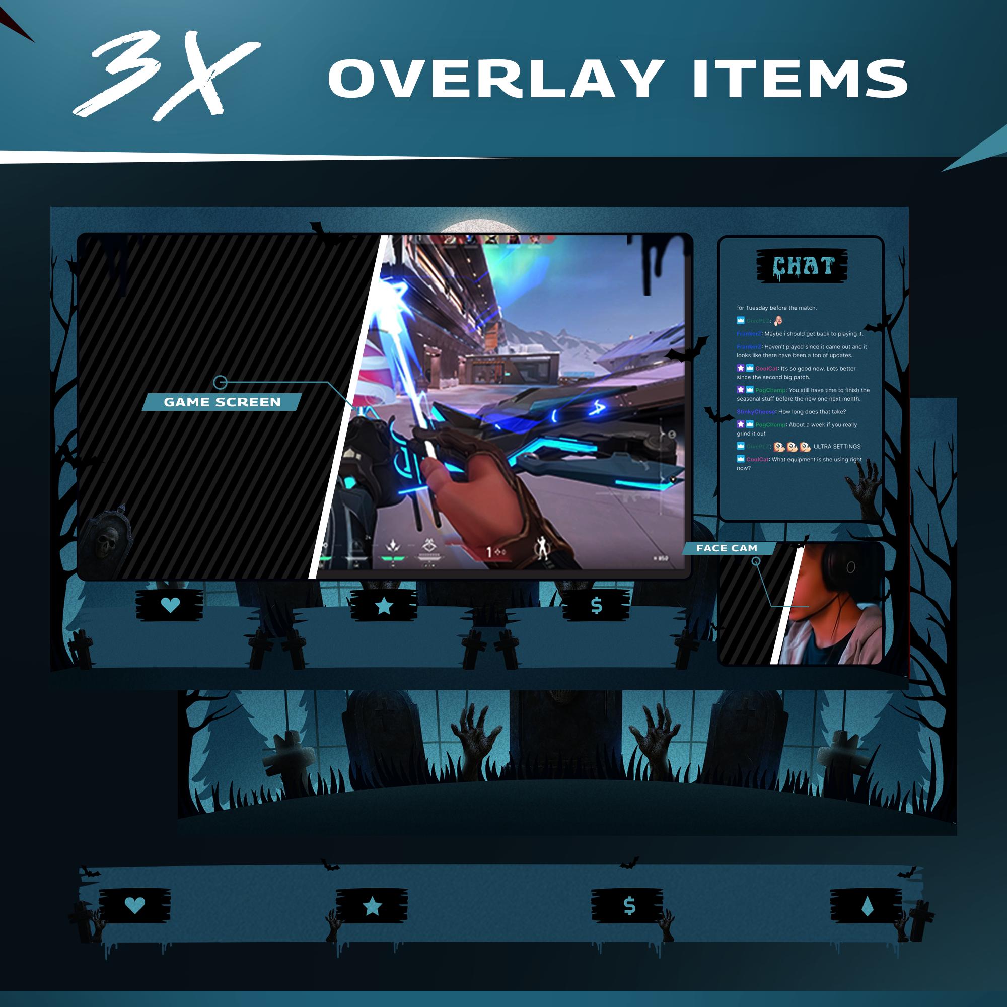 Scary Halloween Stream Overlay: Dark Cute Haunted Night Theme for ...