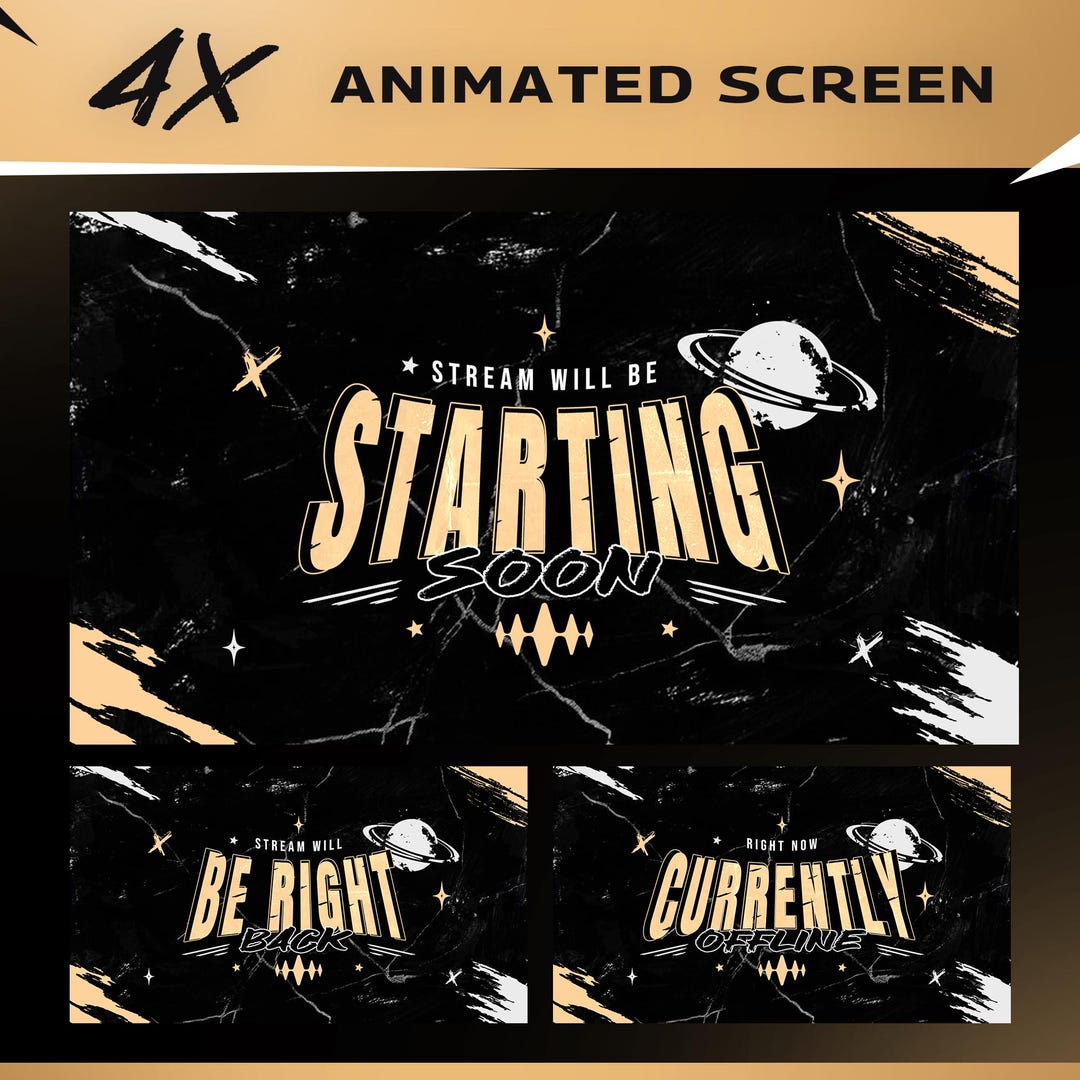 Animated Chronicle Stream Screens: Dark Marble Design for Twitch and ...
