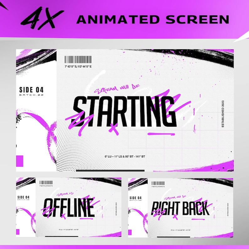 Animated Fervor Stream Overlay: Vibrant Purple and White Abstract ...