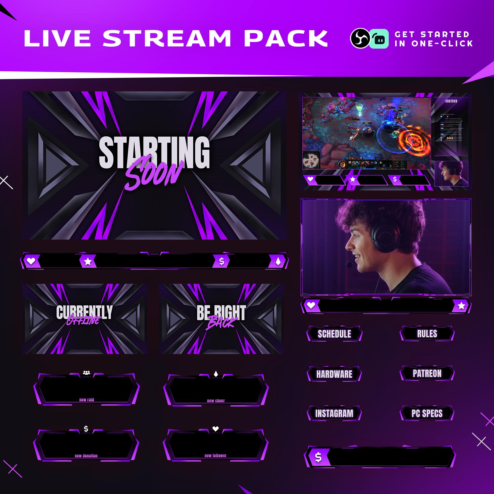 Animated Neon Pulse Stream Overlay: Futuristic Purple Geometric for ...